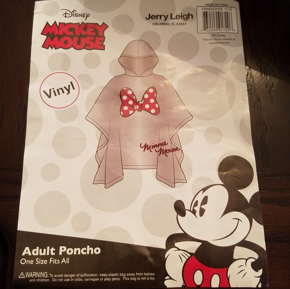 Disney | Accessories | Minnie Mouse Adult Size Hooded Poncho Disney All ...